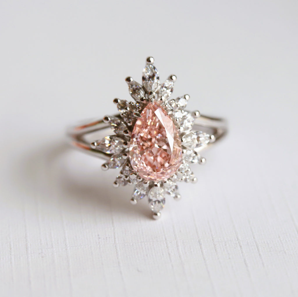 Lana | Pear Pink Diamond Split Shank Halo Ring – Emi Conner Jewelry