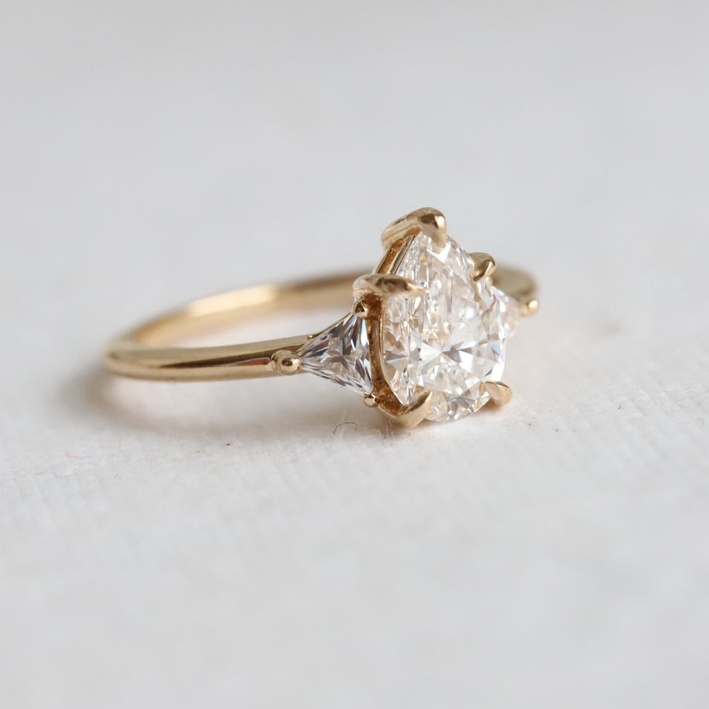 Alexis | 1 ct. Pear Diamond Three-Stone Ring – Emi Conner Jewelry